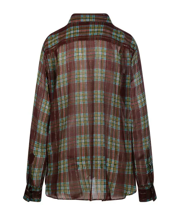 Dries Van Noten Plaid Long Sleeve Shirt - Burgundy