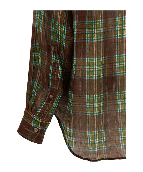 Dries Van Noten Plaid Long Sleeve Shirt - Burgundy