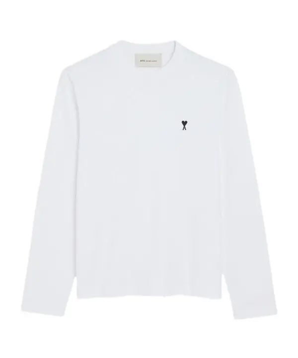 AMI Paris De Coeur Long-sleeved Crewneck T-shirt - White
