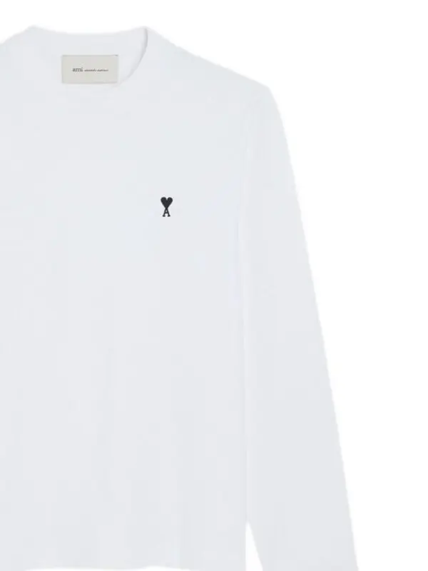 AMI Paris De Coeur Long-sleeved Crewneck T-shirt - White