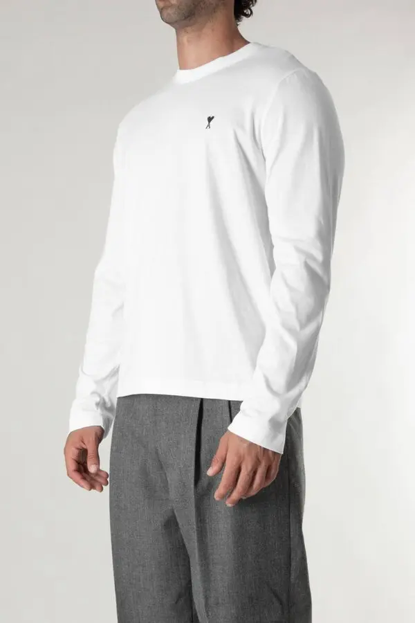 AMI Paris De Coeur Long-sleeved Crewneck T-shirt - White