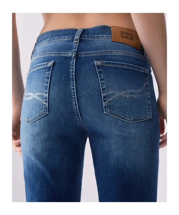 Liu Jo High Waist Flare Jeans With Rhinestone Embellishments