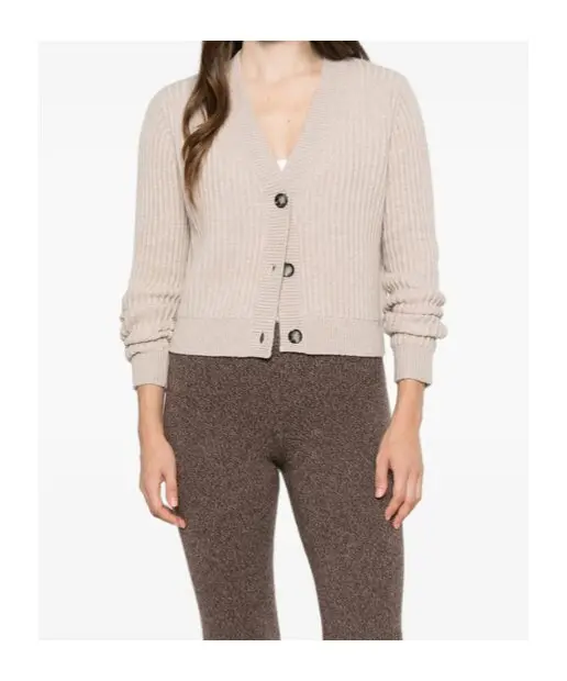 ALLUDE Long Sleeve Ribbed Cardigan