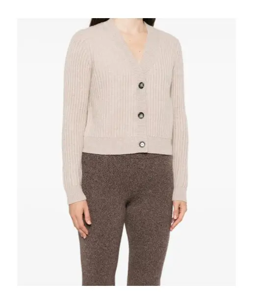 ALLUDE Long Sleeve Ribbed Cardigan