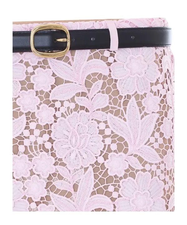 SELF-PORTRAIT Floral Lace Pencil Skirt - Pink