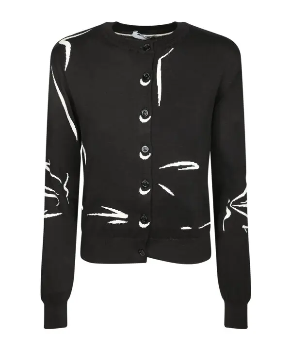 Moschino Single-breasted Knit Cardigan With Abstract Pattern