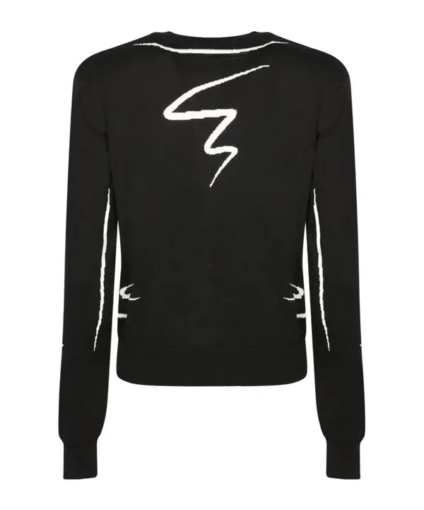 Moschino Single-breasted Knit Cardigan With Abstract Pattern