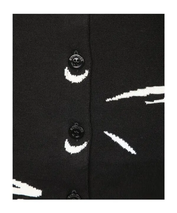 Moschino Single-breasted Knit Cardigan With Abstract Pattern