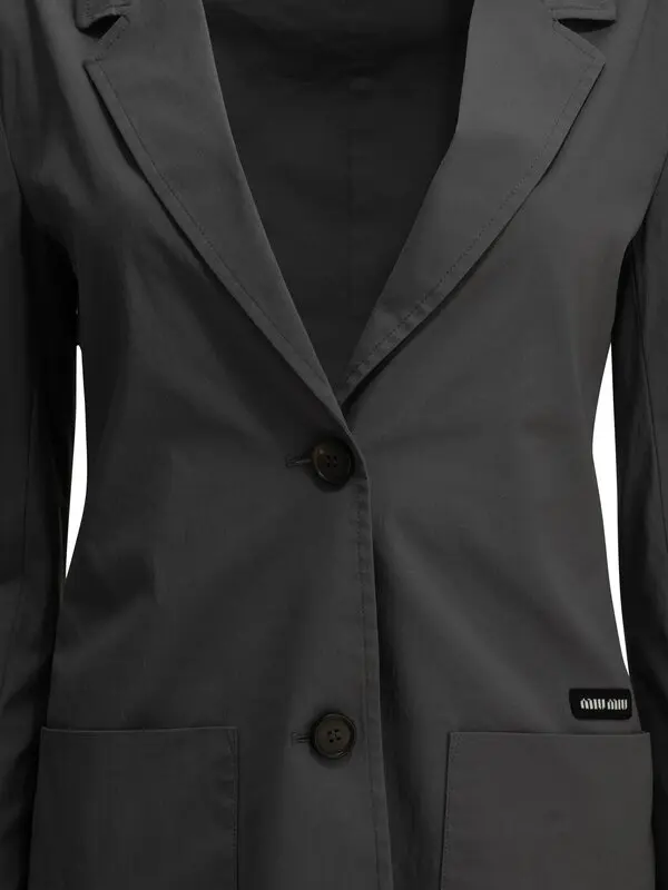 Miu Miu Washed Stretch Poplin Jacket - Iron-gray