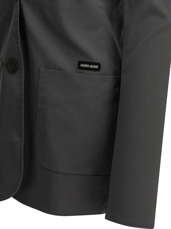Miu Miu Washed Stretch Poplin Jacket - Iron-gray