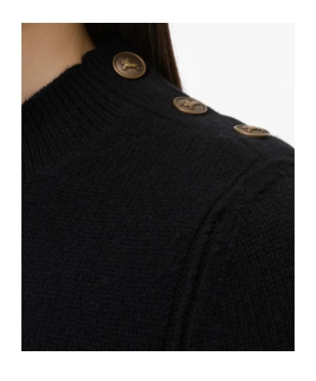 Burberry Short-sleeve Cashmere Dress With Button Shoulder Detail