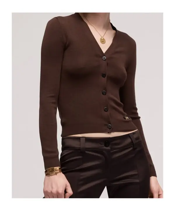 Gucci Fine Rib Knit Wool Cardigan With Horsebit Detail - Dark Brown