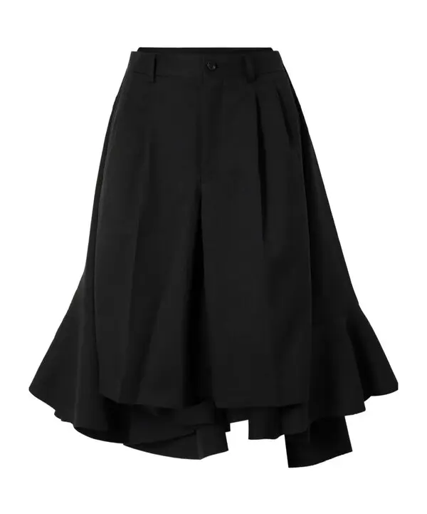 Comme Des Garçons Wide-leg Twill Ruffled Shorts
