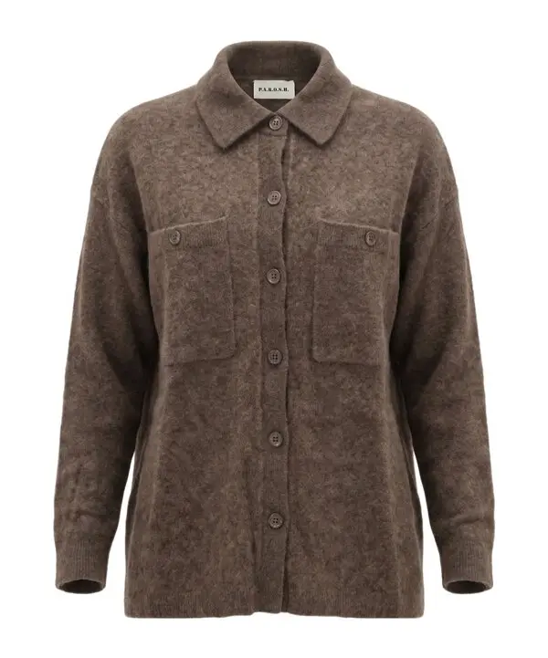 P.a.r.o.s.h Brushed Button-up Cardigan With Lapel Collar