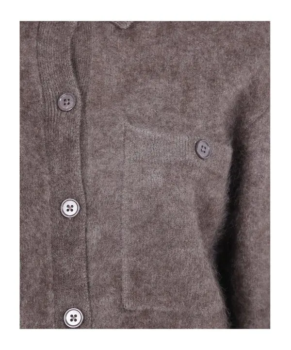 P.a.r.o.s.h Brushed Button-up Cardigan With Lapel Collar