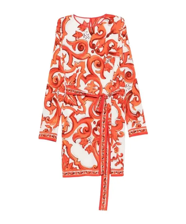 Dolce & Gabbana Baroque-print Belted Mini Dress