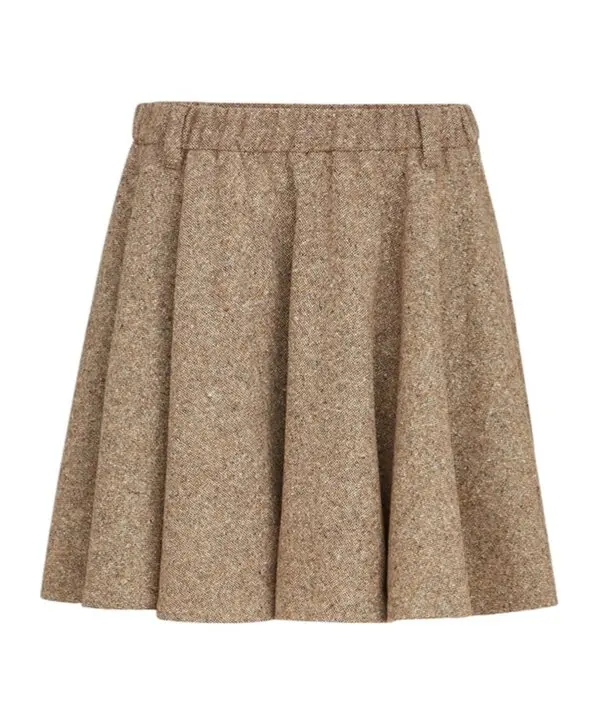 Brunello Cucinelli Virgin Wool Donegal Mini Circle Skirt With Monili Embellishment - Pinecone Brown