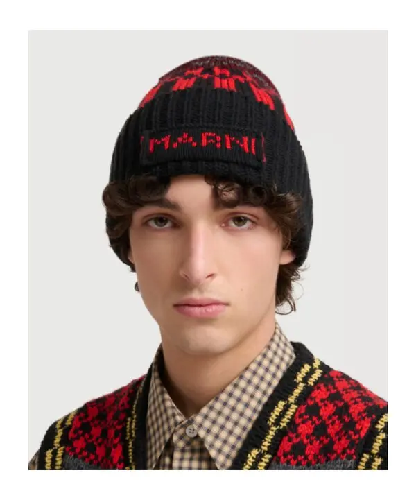 Marni Geometric Motif Beanie
