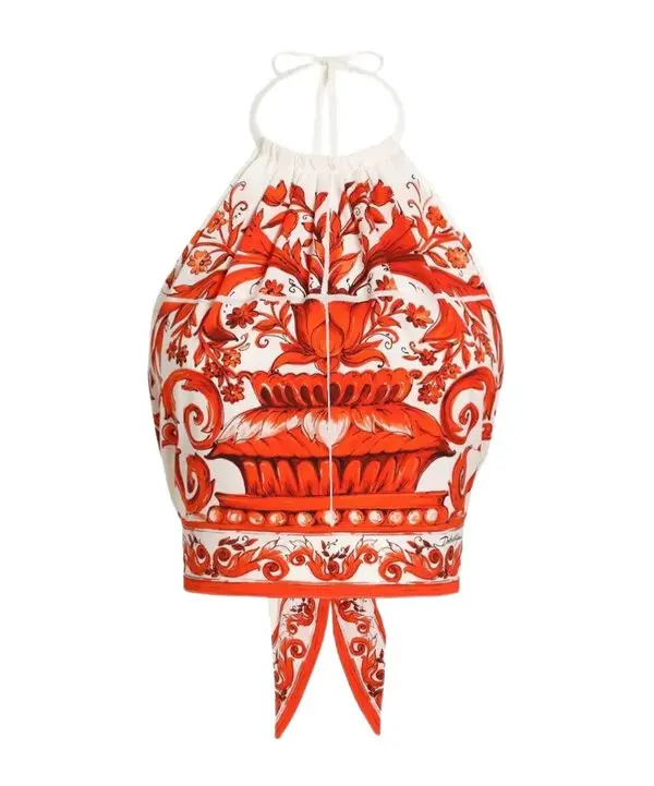 Dolce & Gabbana Majolica-print Charmeuse Top