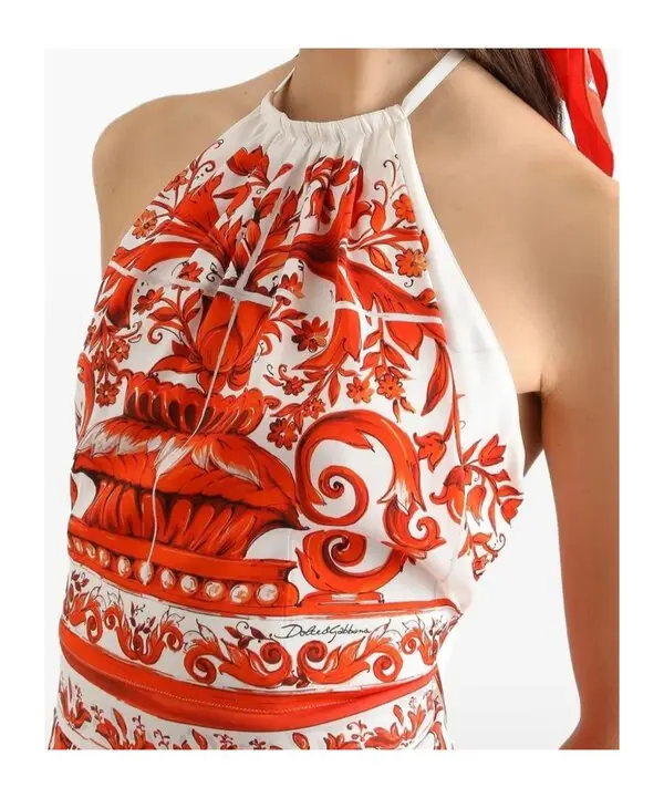 Dolce & Gabbana Majolica-print Charmeuse Top