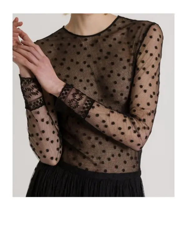 Alberta Ferretti Floral-embroidered Mesh Top