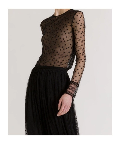 Alberta Ferretti Floral-embroidered Mesh Top