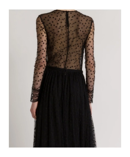 Alberta Ferretti Floral-embroidered Mesh Top