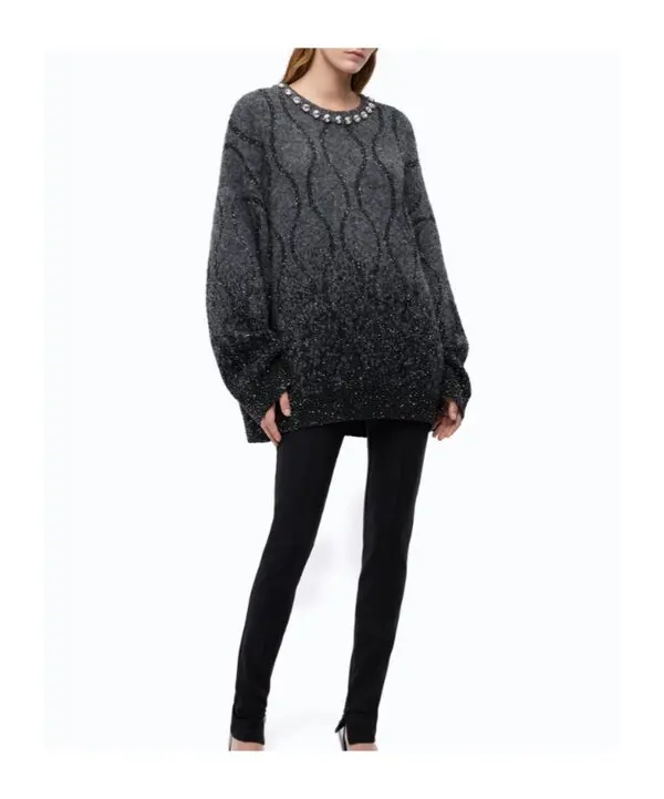 Pinko Crystal-embellished Sequin-pattern Sweater