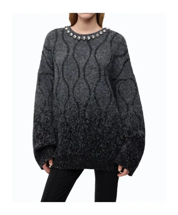 Pinko Crystal-embellished Sequin-pattern Sweater