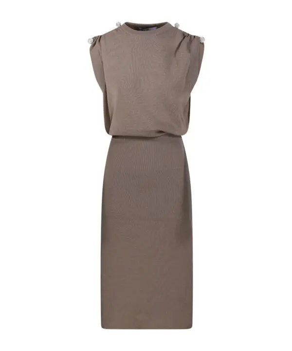 Giuseppe Di Morabito Embellished Knitted Midi Dress - Dark Beige