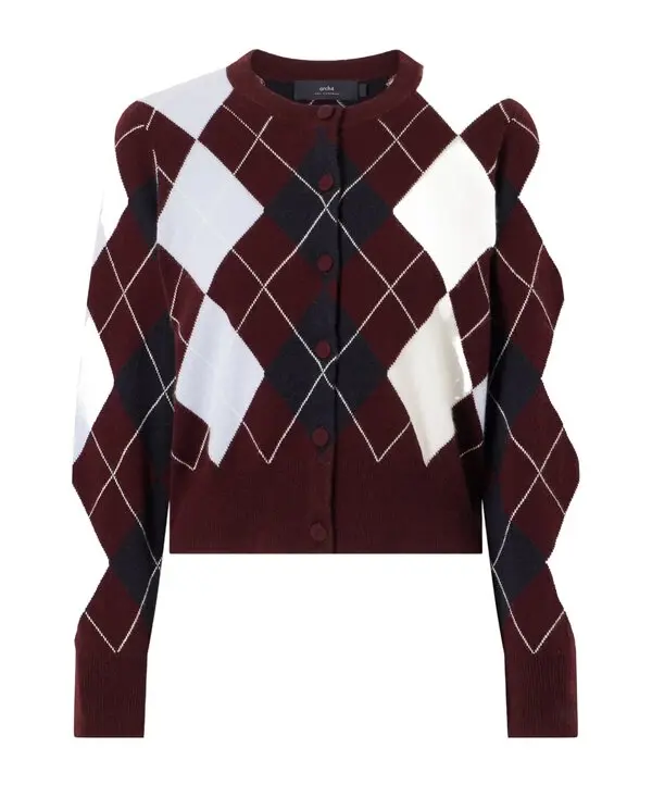 Arch4 Argyle Diamond Pattern Cashmere Cardigan