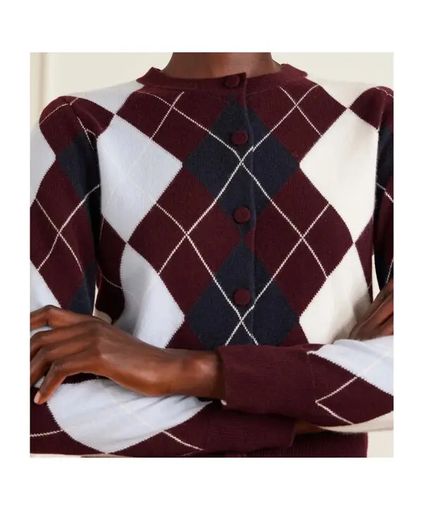 Arch4 Argyle Diamond Pattern Cashmere Cardigan