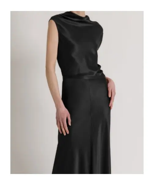 Alberta Ferretti Sleeveless Satin Top With Fluid Neckline