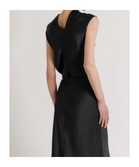Alberta Ferretti Sleeveless Satin Top With Fluid Neckline