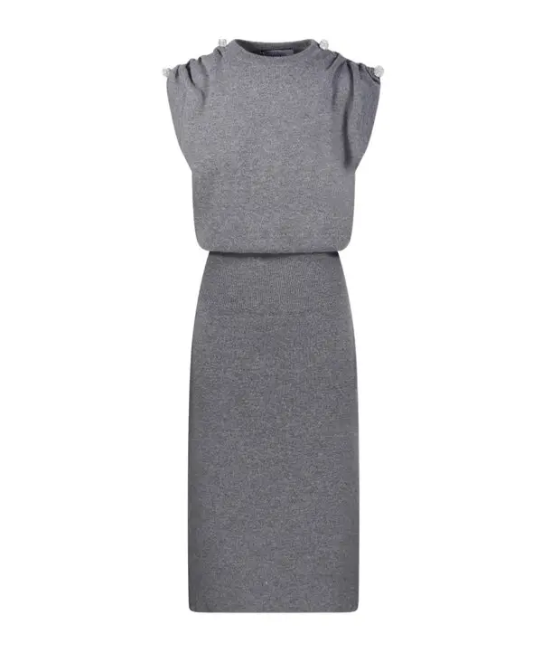 Giuseppe Di Morabito Embellished Knitted Midi Dress - Grey