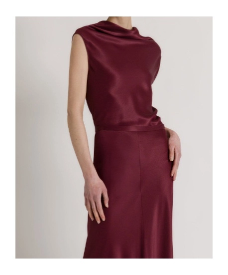 Alberta Ferretti Sleeveless Satin Top With Fluid Neckline
