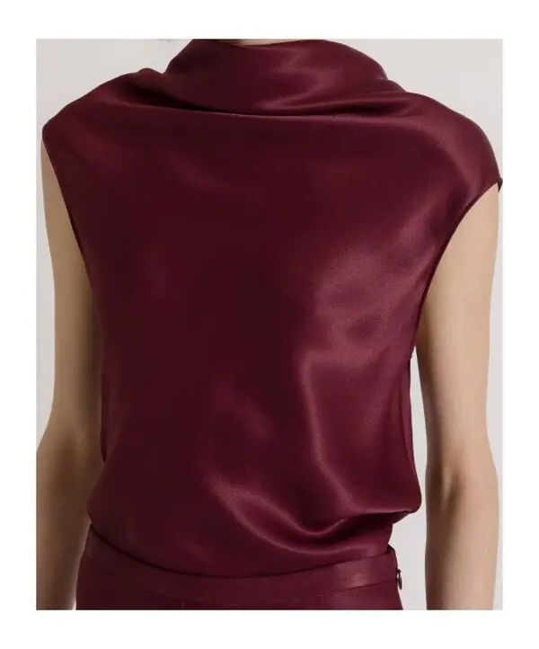 Alberta Ferretti Sleeveless Satin Top With Fluid Neckline