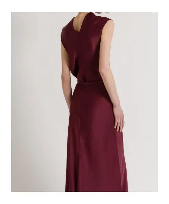 Alberta Ferretti Sleeveless Satin Top With Fluid Neckline