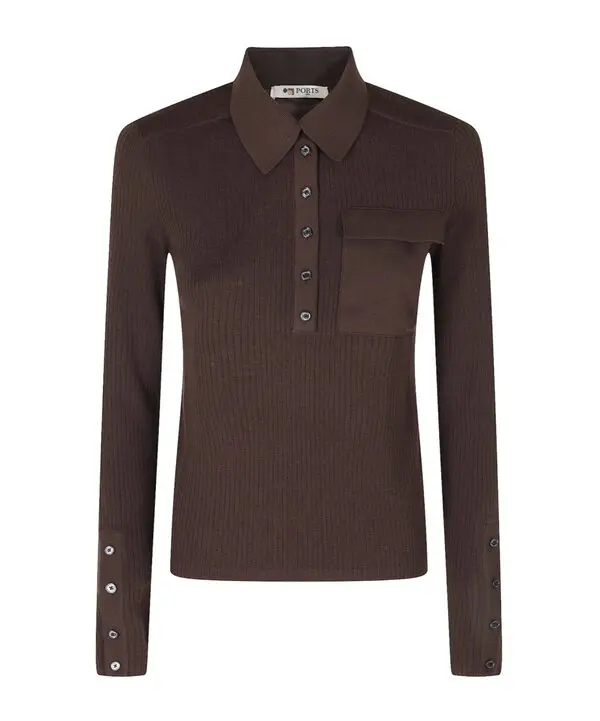 Ports 1961 Long-sleeve Knitted Polo Shirt