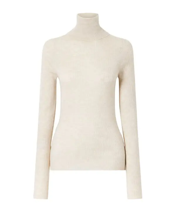 Arch4 Long Sleeve Cashmere Knit High Neck Top - Sand