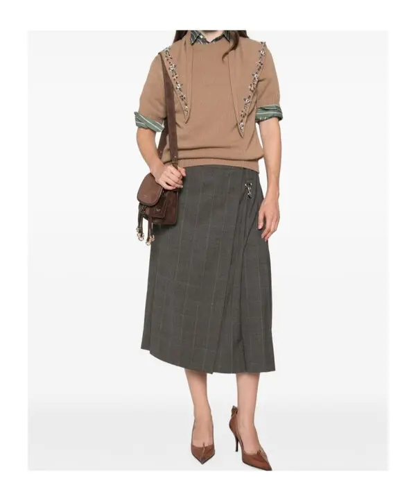 Prada Embellished Knitted Jumper - Camel Brown