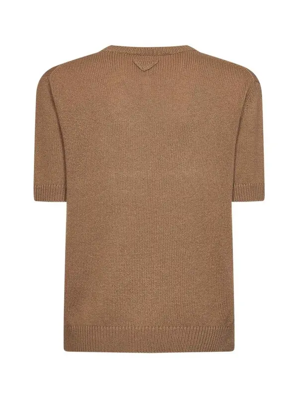Prada Embellished Knitted Jumper - Camel Brown