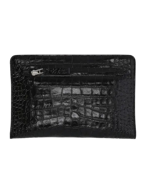 TOM FORD Embossed Zip Pocket Clutch Bag - Black