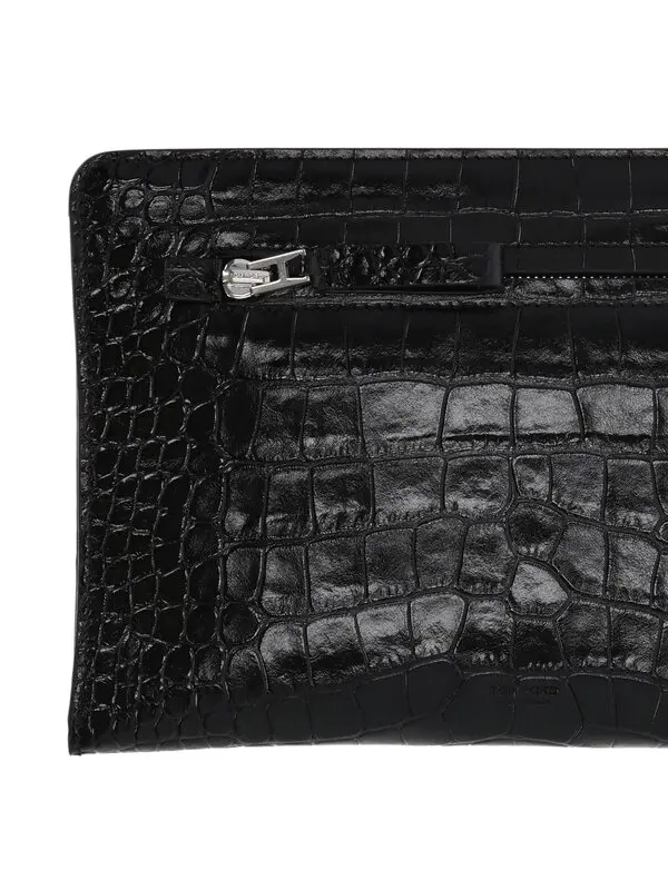 TOM FORD Embossed Zip Pocket Clutch Bag - Black