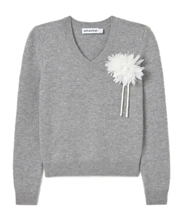 SELF-PORTRAIT Flower Wool Jumper