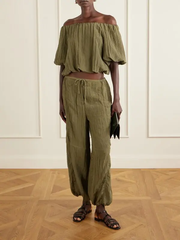 Simkhai Wide-leg Crinkled Jogger Pants - No