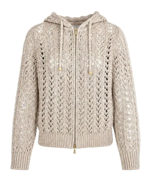 Eleventy Drawstring Hood Knit Top