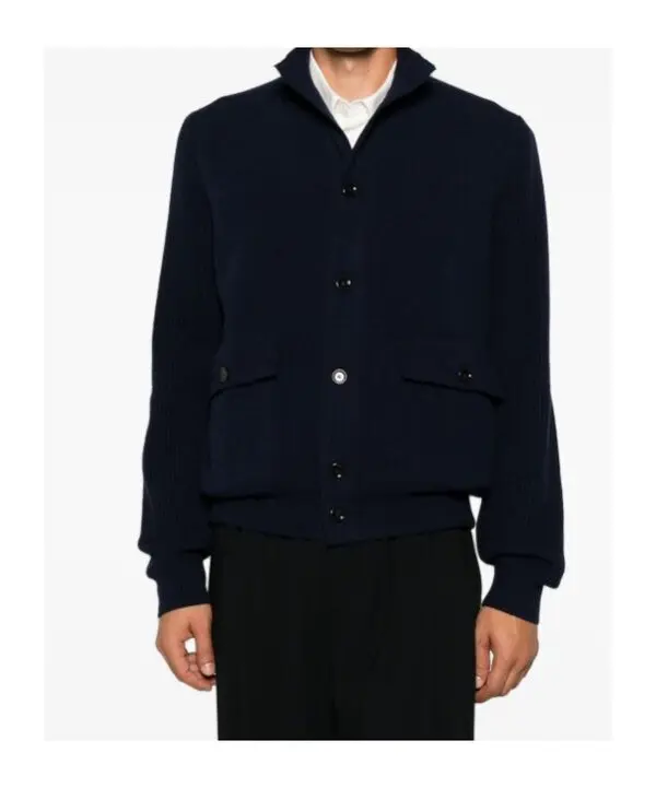 LARDINI Ribbed-knit Panelled Jacket