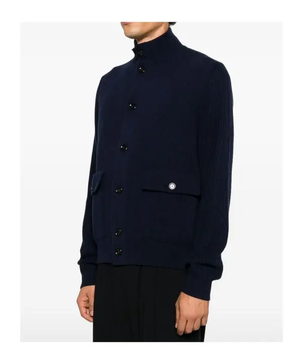 LARDINI Ribbed-knit Panelled Jacket