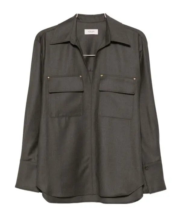 Agnona Chest Pocket Long Sleeve Blouse